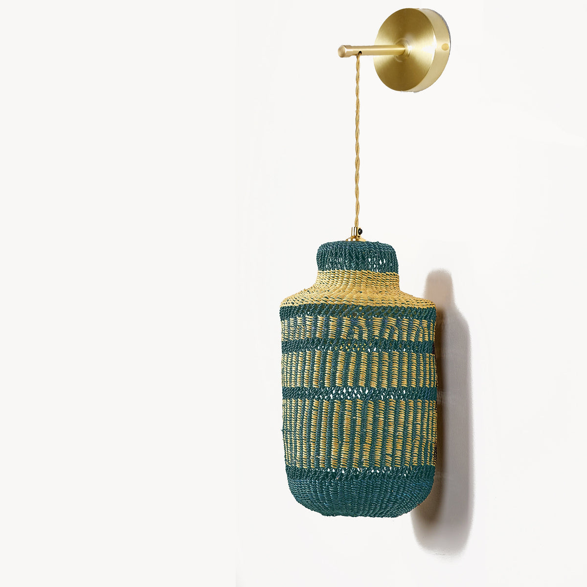 OUTLET Stripe Wall Lamp – Teal | Handwoven Artisan Lighting by Golden ...